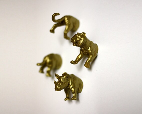 Jungle Wild Animal Magnets 4 Piece Set in Gold Tiger & - Etsy