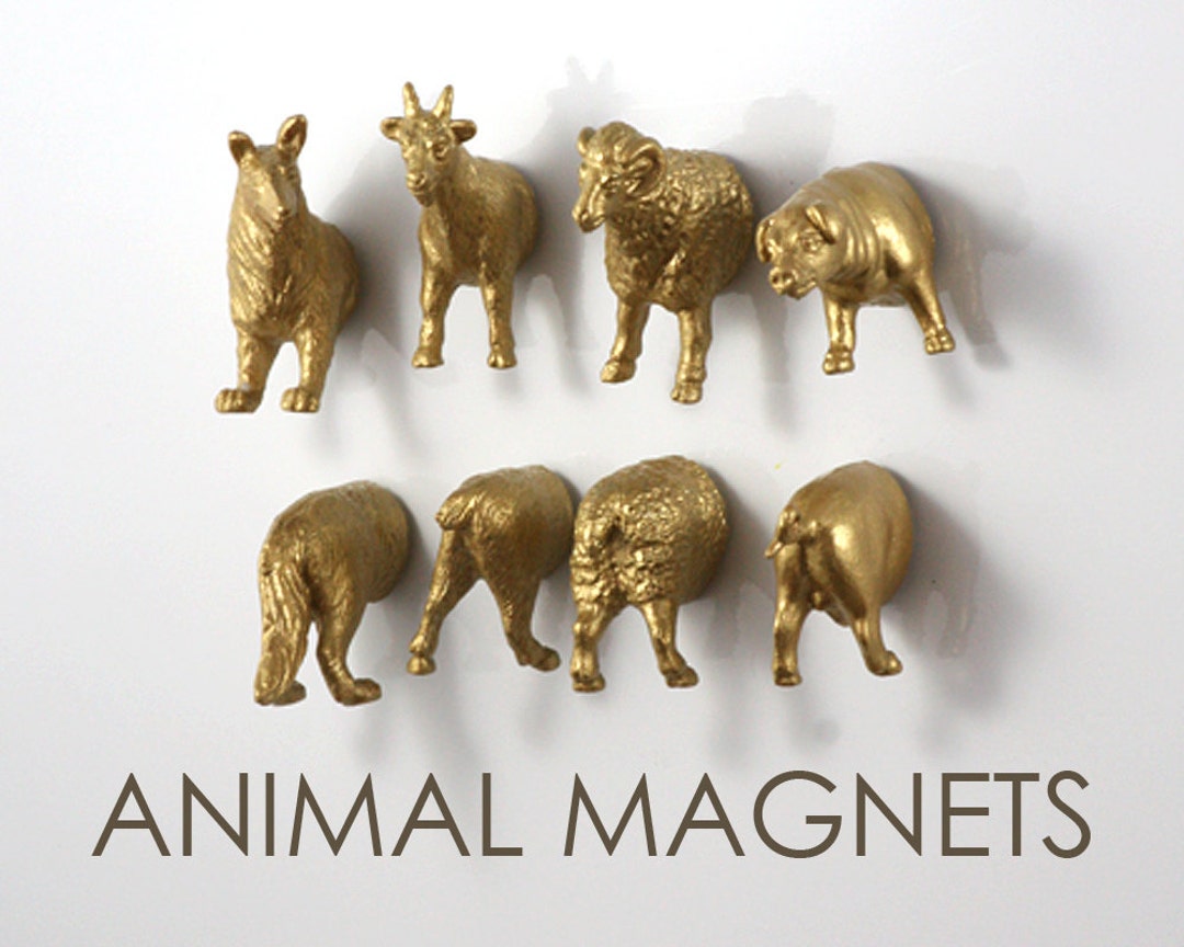 Gold Farm Animal Magnets for Housewarming 8 Piece Set Gold Sheep Dog ...