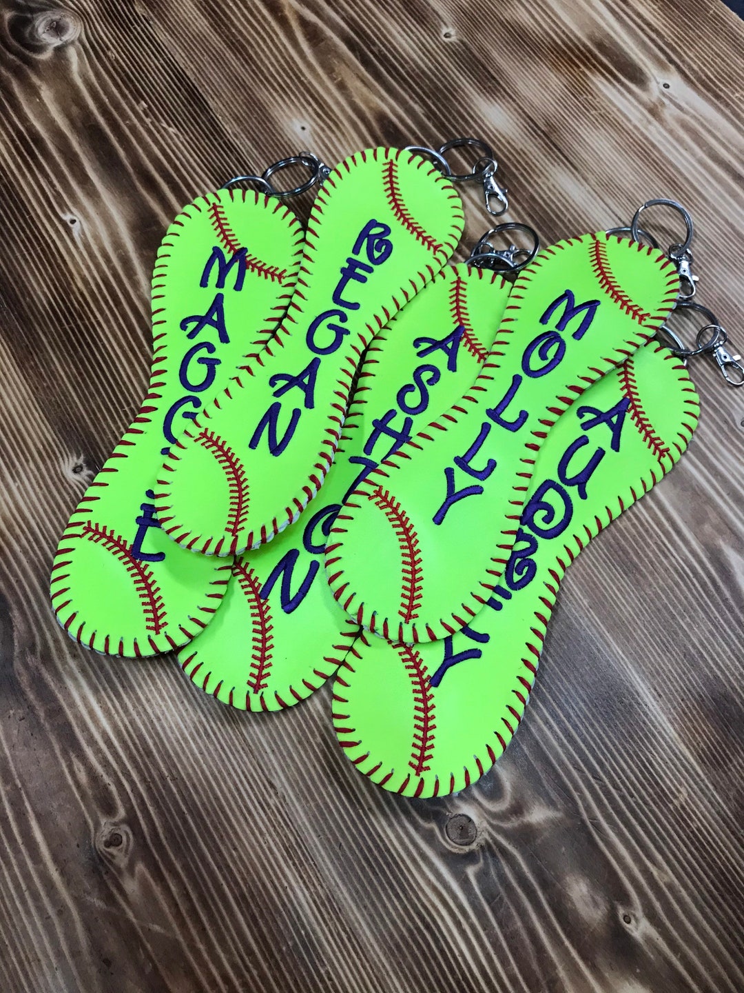 Softball Key Chain, Softball Keychain, Keychain, Key Chain, Softball ...
