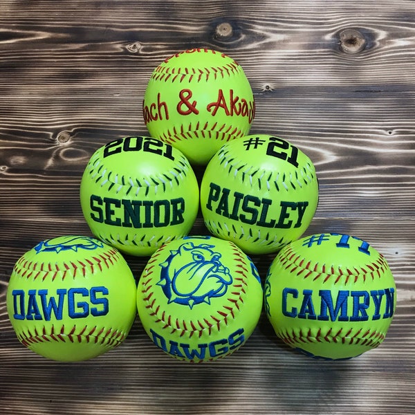 Embroidered Softballs - Etsy