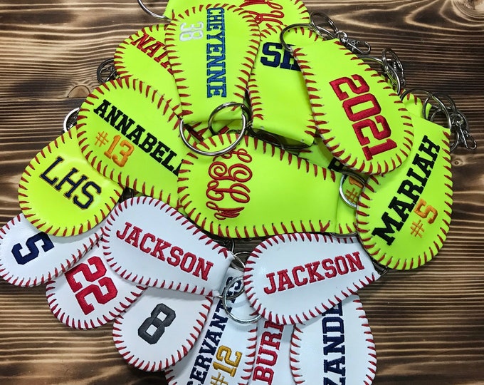 Softball Key Chain, Softball Keychain, Keychain, Key Chain, Softball ...