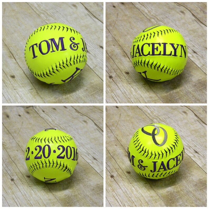 Wedding Gift, Wedding Softball, Monogram Softball, Monogrammed Softball ...