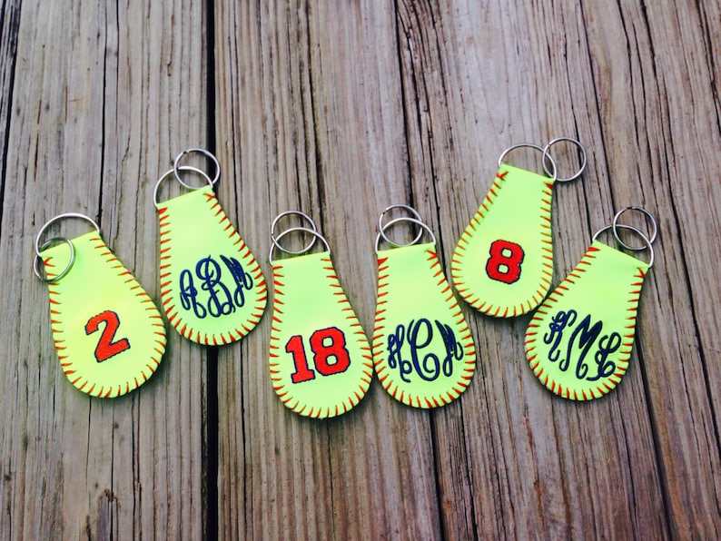 Softball Key Chain Softball Keychain Keychain Key Chain - Etsy