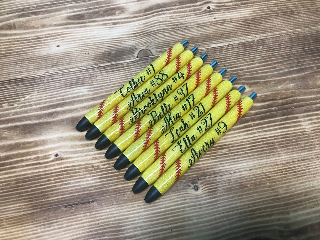 Softball Pen, Glitter Pens, Softball Gift, Softball Mom, Custom Pens ...
