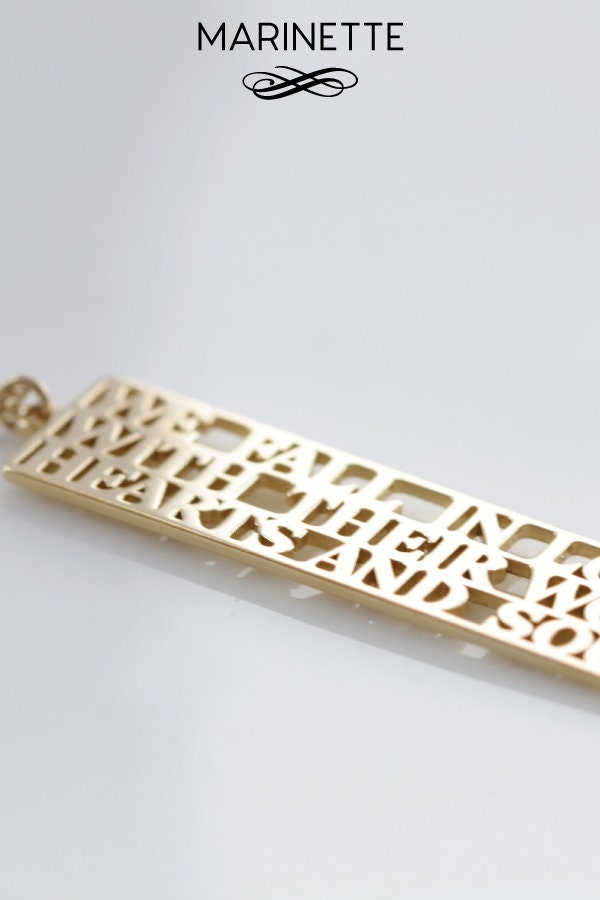 Solid 14K Gold Personalized Motto, Quote, or Mantra Necklace - Etsy
