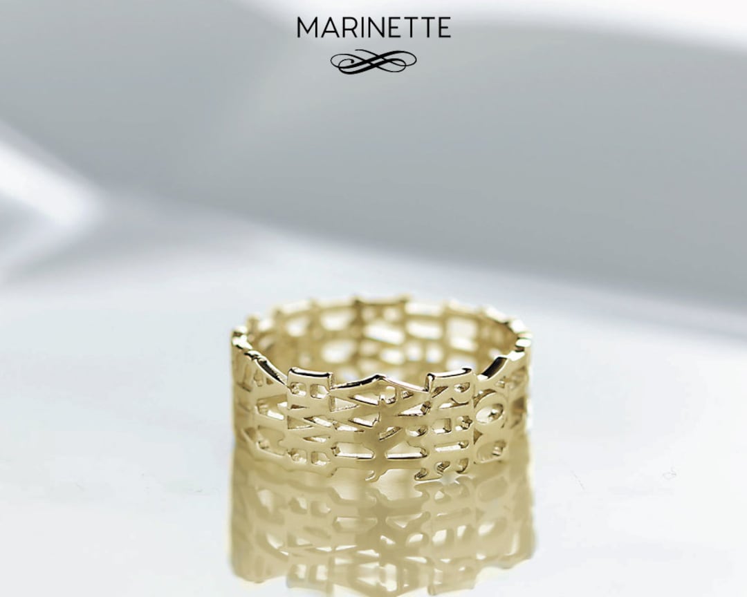 The Scroll Mantra Ring - Solid 14K Gold - Etsy