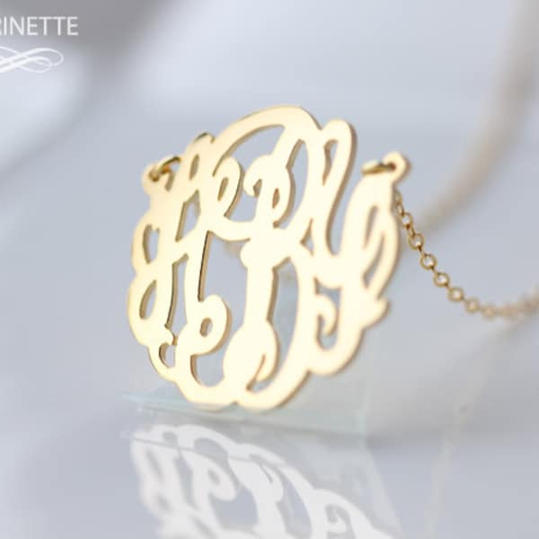 Gold Monogram Necklace - Etsy