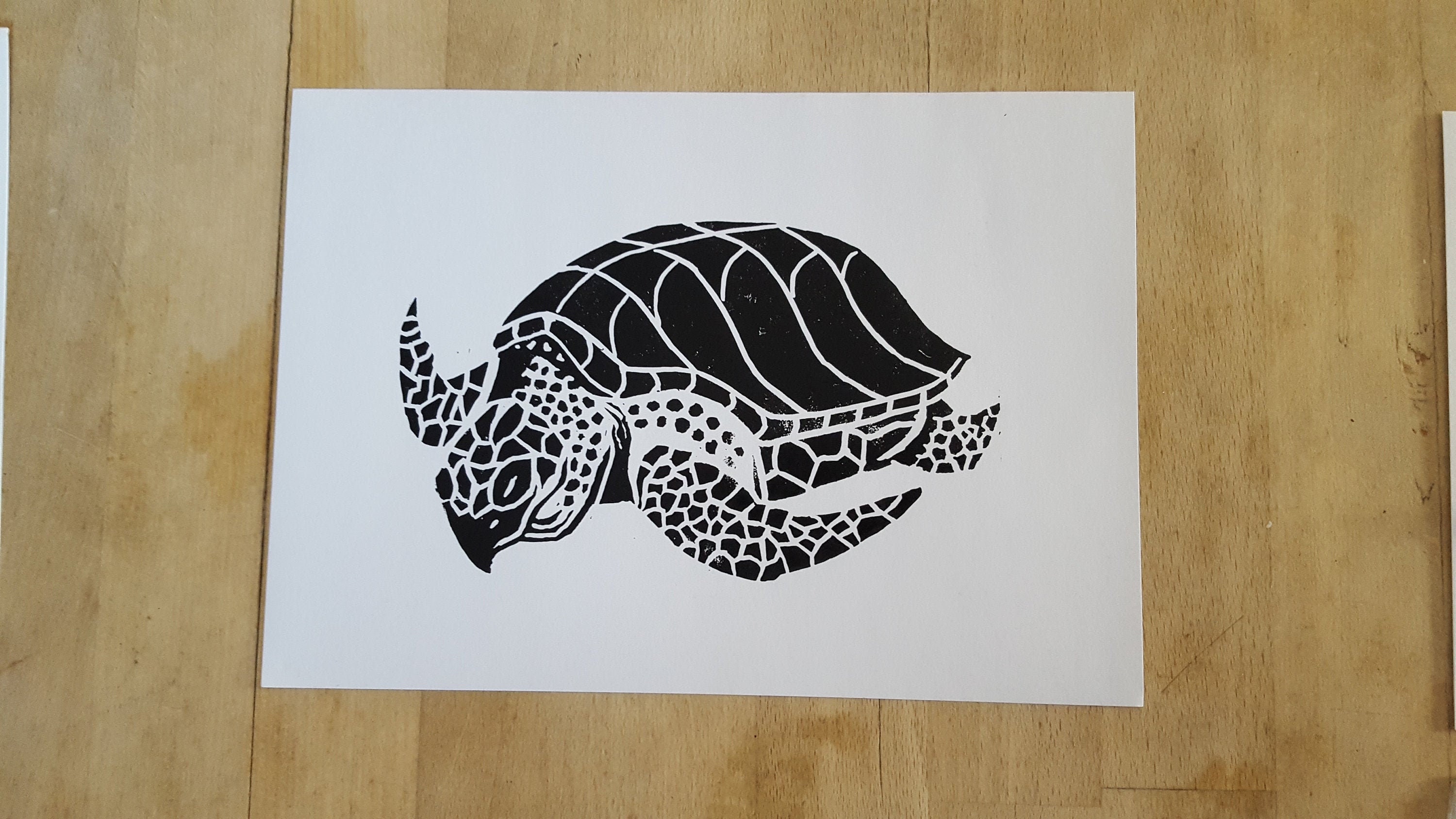 Turtle Lino Print - Etsy