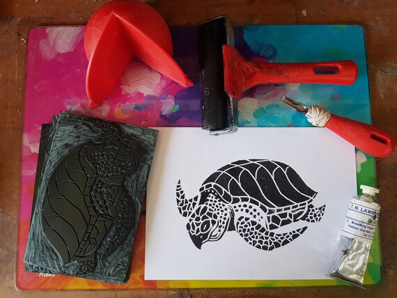 Turtle Lino Print | Etsy