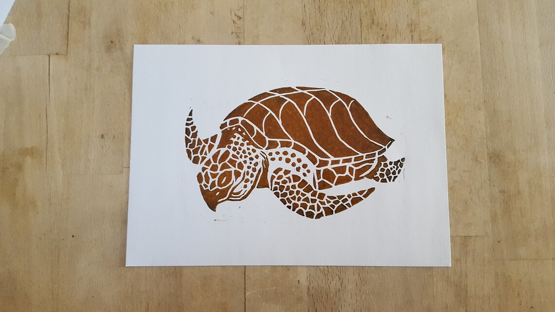 Turtle Lino Print - Etsy