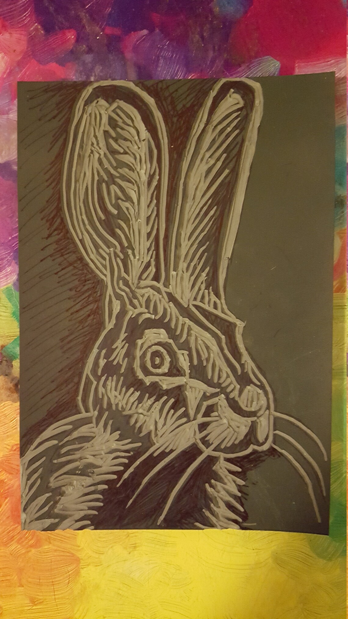 Hare Lino Print | Hare Print | Linocut Prints | Mad March Hare - Etsy