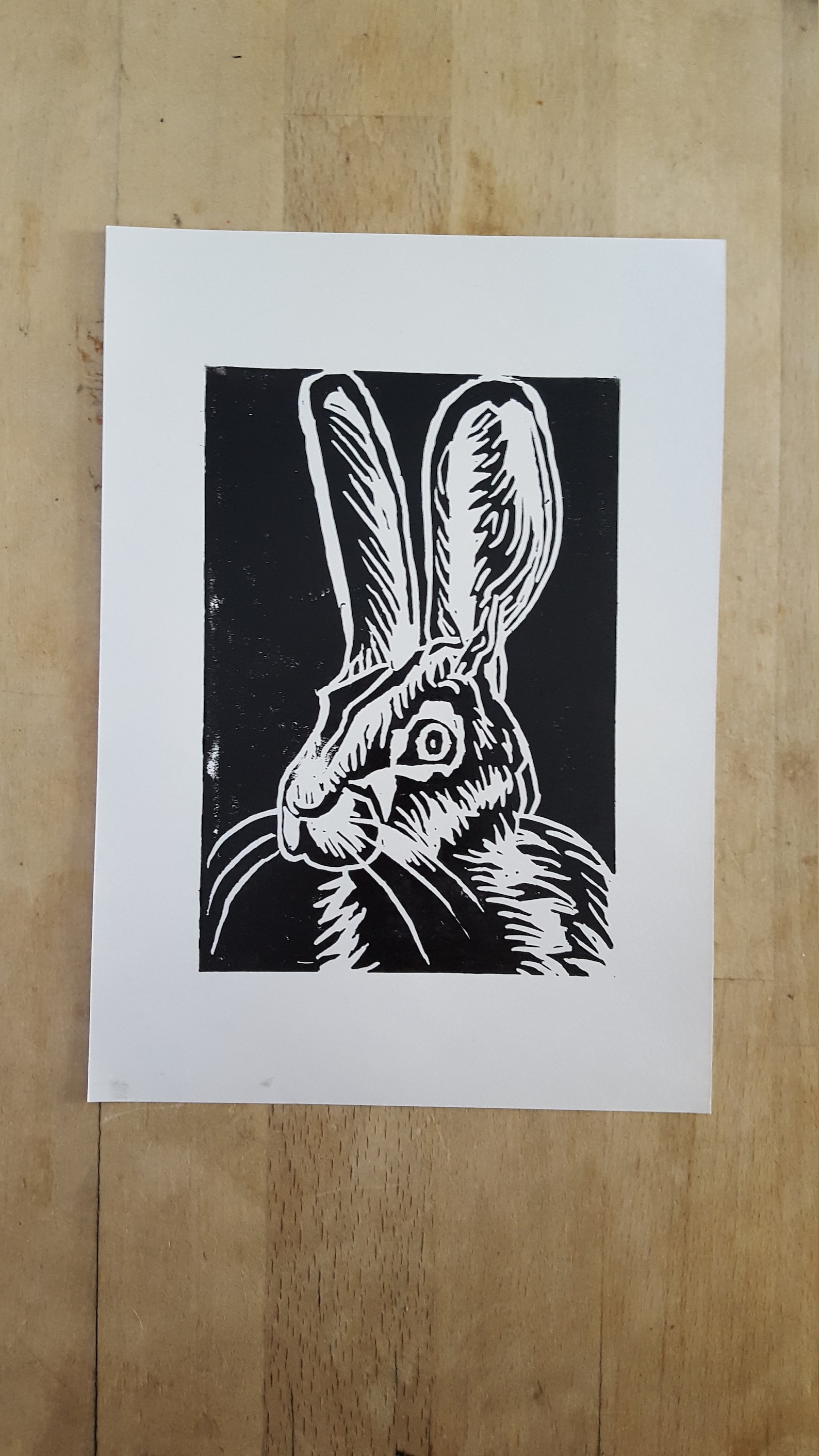 Hare Lino Print | Hare Print | Linocut Prints | Mad March Hare - Etsy