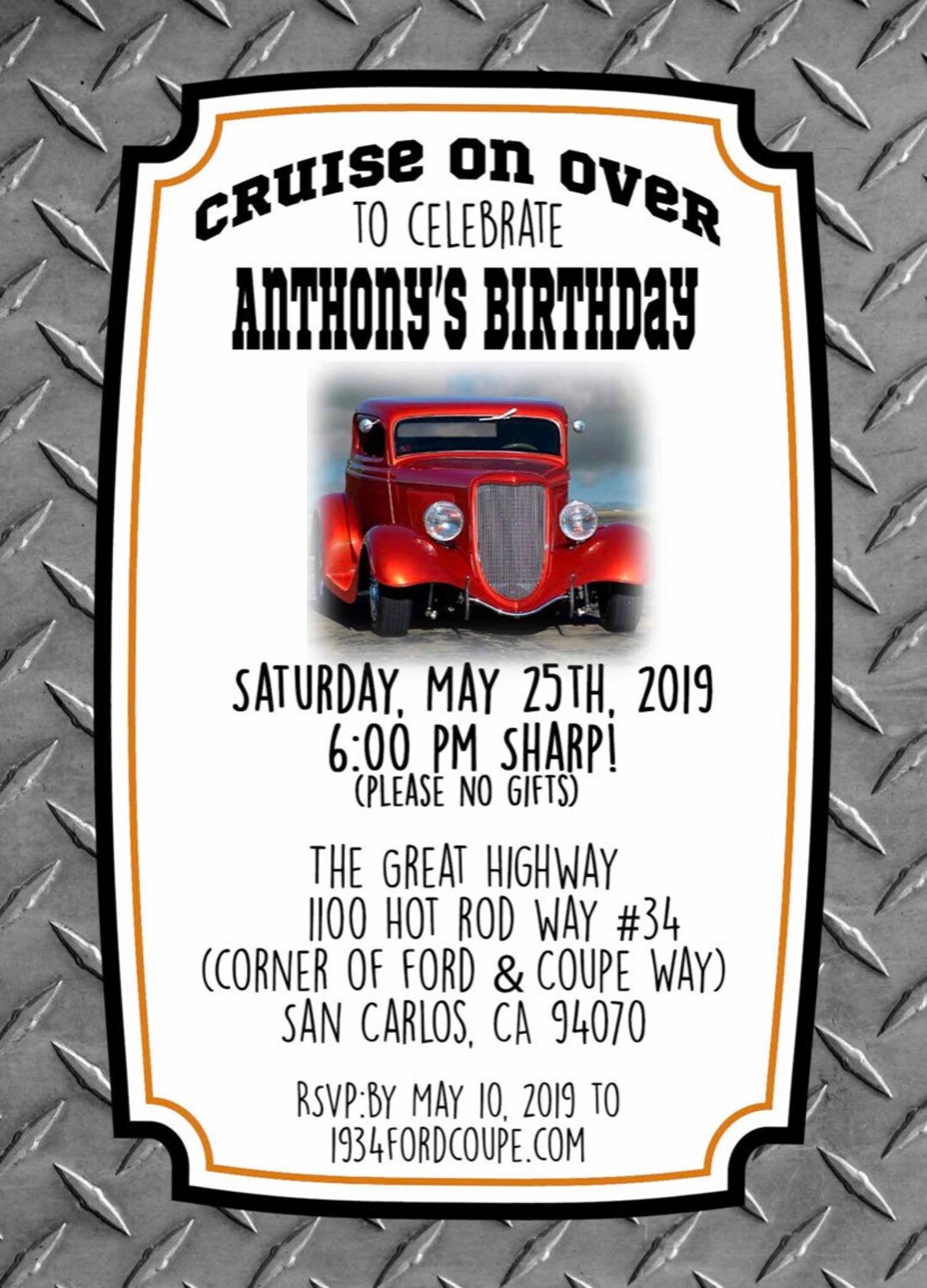 Classic Car Invitation - Etsy