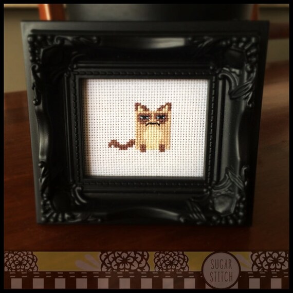 Grumpy Cat Cross Stitch Pattern Kawaii Version Printable | Etsy