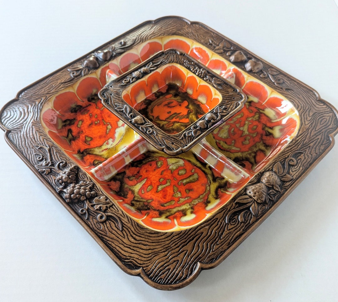 Mid Century Treasure Craft Appetizer Dish With Removable Serving Tray ...