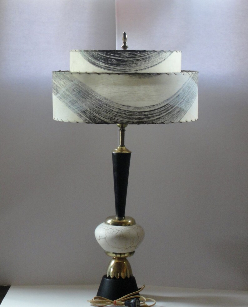 Atomic Age Mid Century Table Lamp in Steel Brass and Ceramic - Etsy