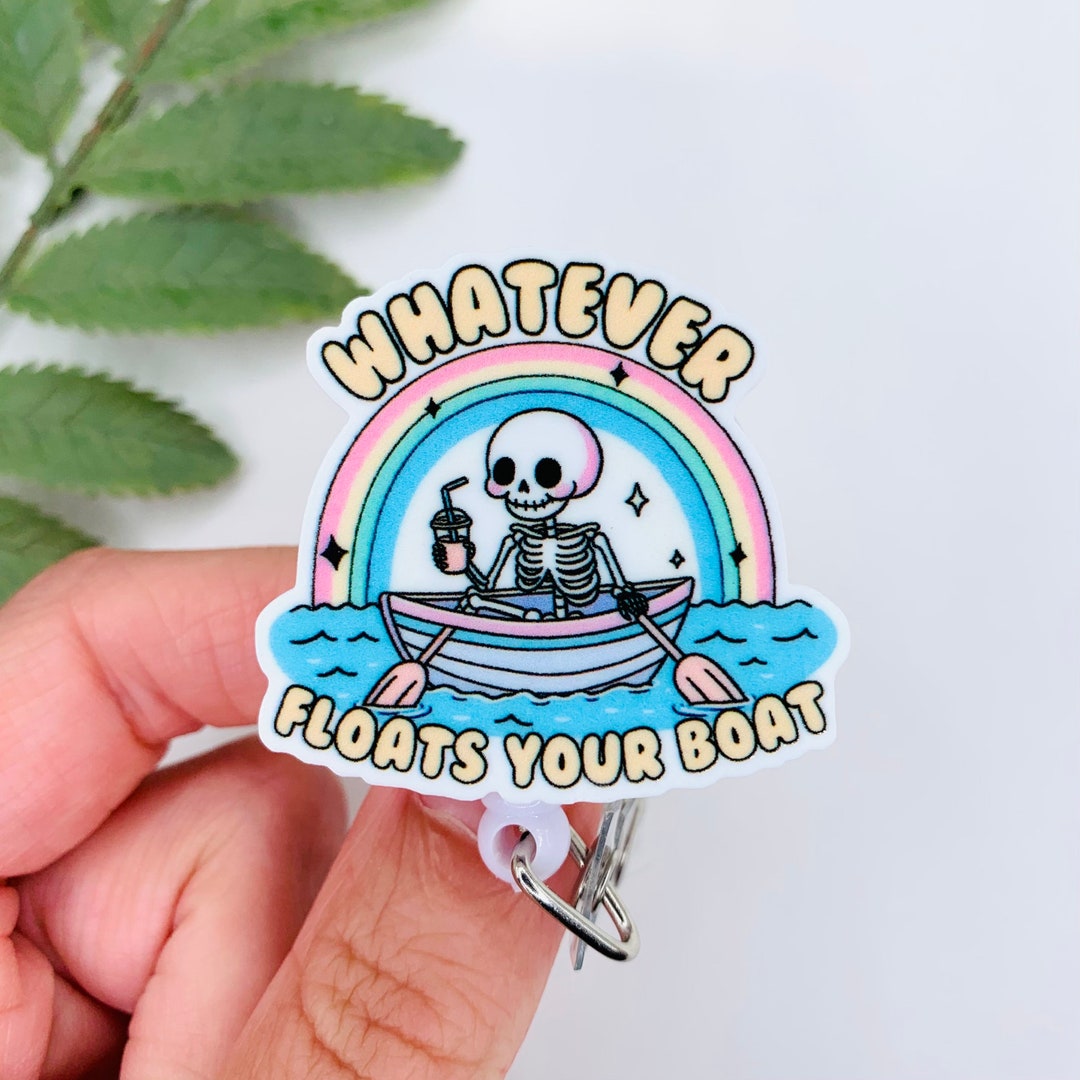 Whatever Floats Your Boat Skeleton Badge Reel, Interchangeable Add on ...