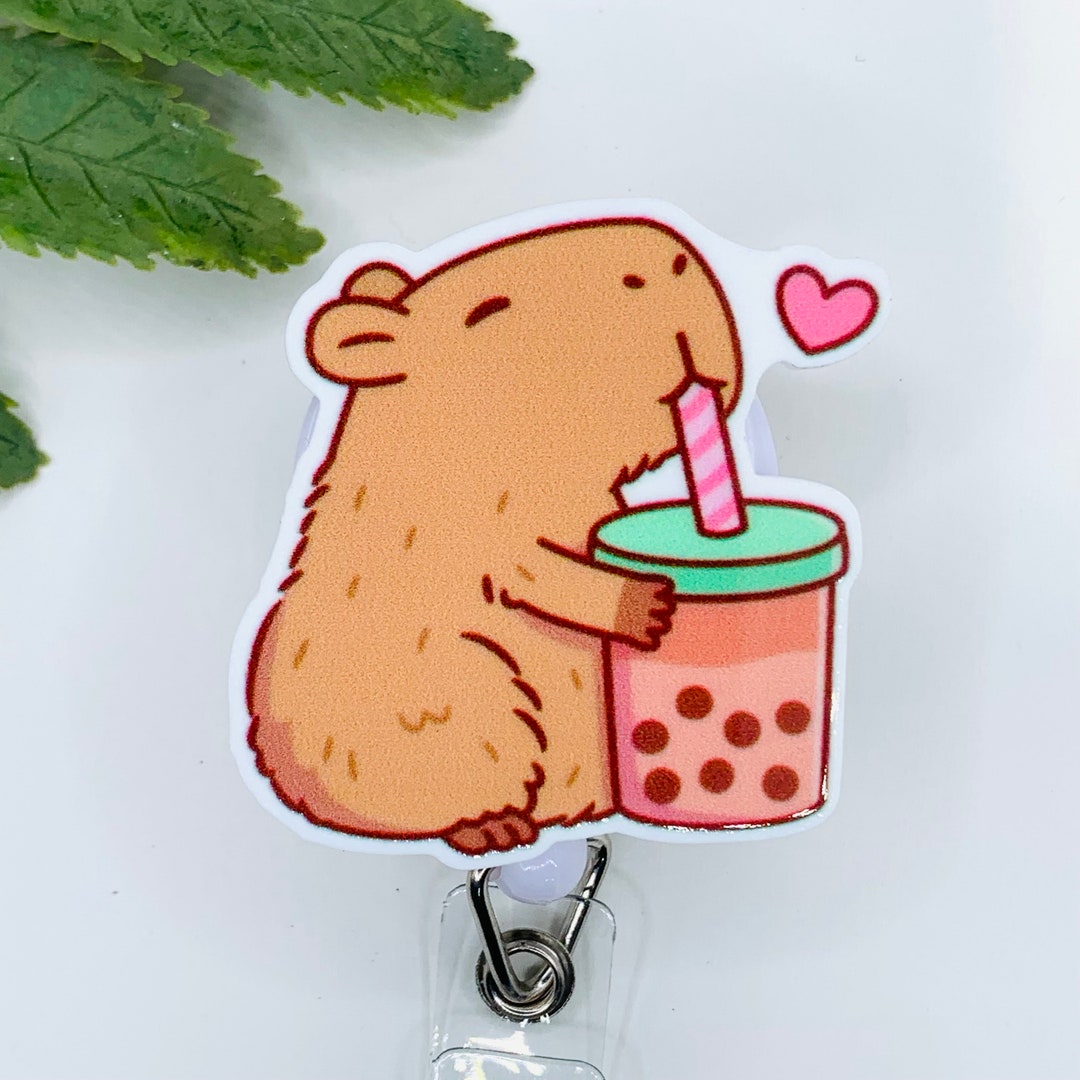 Capybara Boba Badge Reel, Interchangeable Badge Reel Topper Add On - Etsy