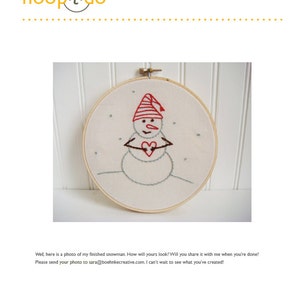 Snowman Hand Embroidery Pattern - Etsy