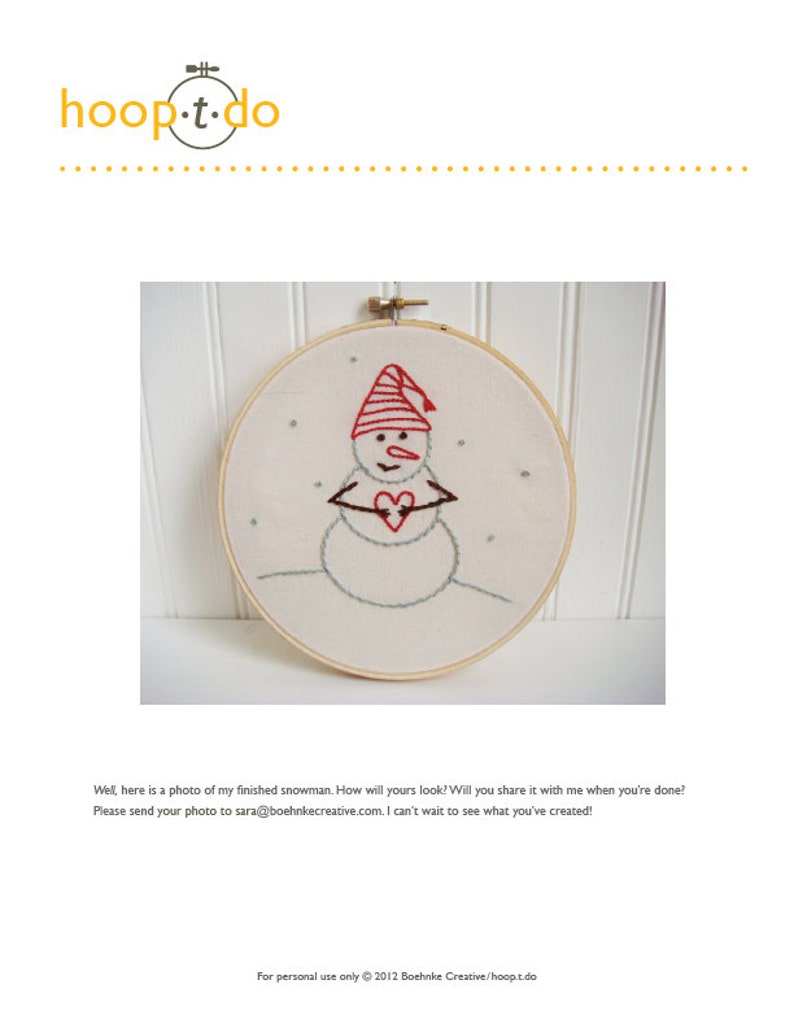 Snowman Hand Embroidery Pattern - Etsy