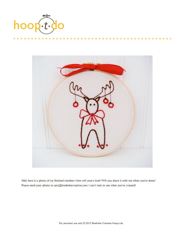 Christmas Reindeer Hand Embroidery Pattern - Etsy