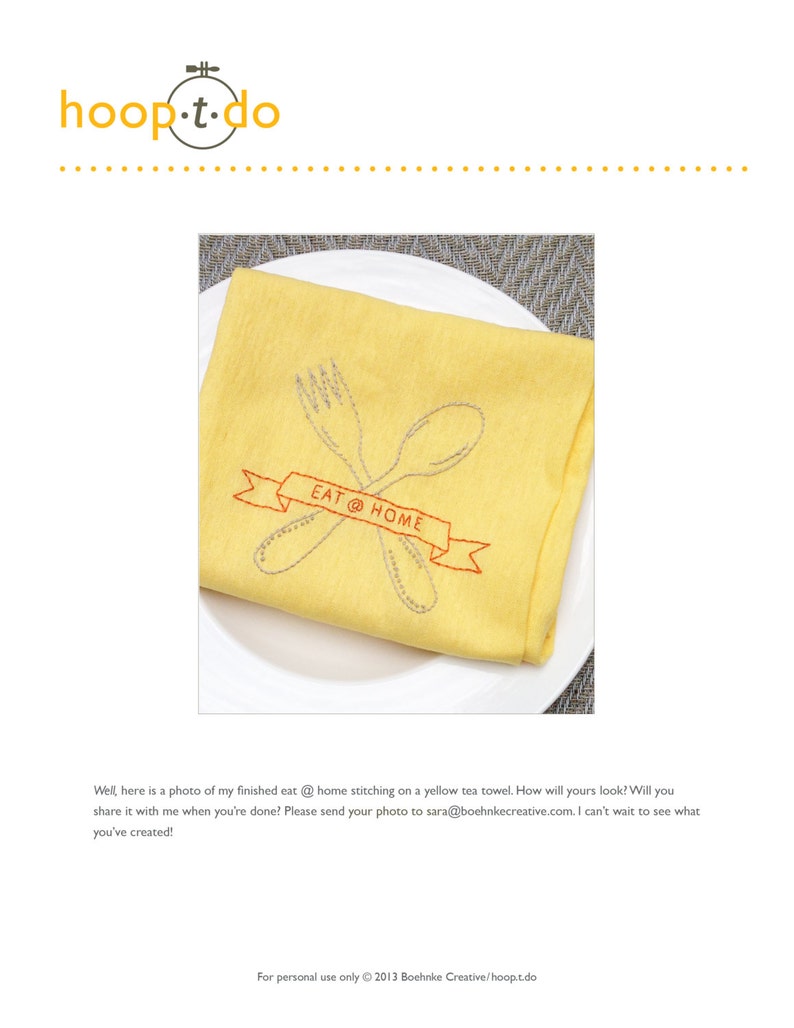 Eat at Home Hand Embroidery Pattern - Etsy