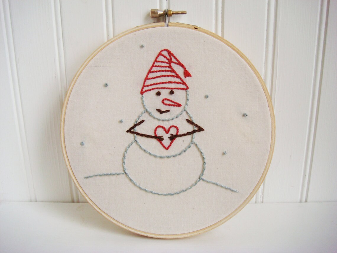 Snowman Hand Embroidery Pattern - Etsy
