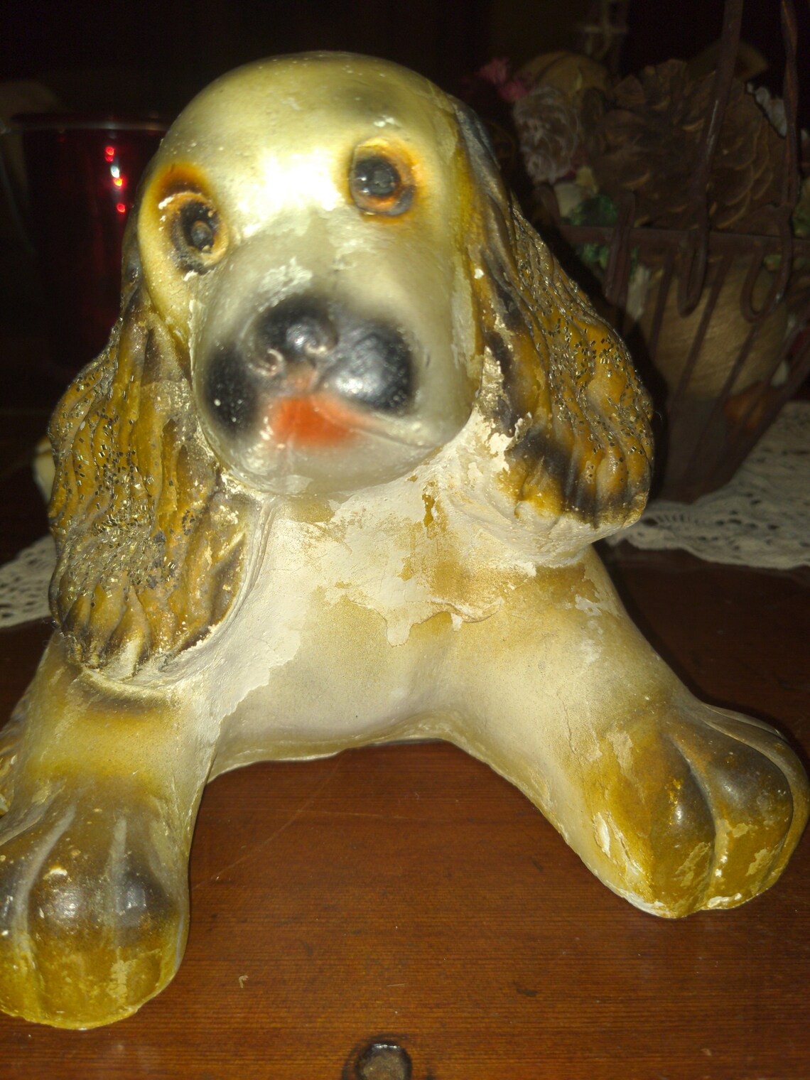 Vintage Chalkware Cocker Spaniel Dog Glitter Ears Bank Rare - Etsy