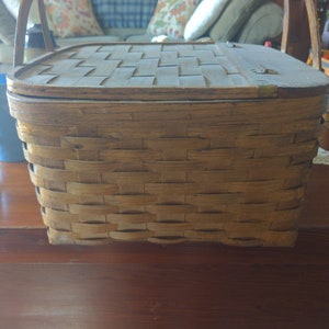 Vintage Rindge Basket Square Woven Picnic Basket Farmhouse Decor ...