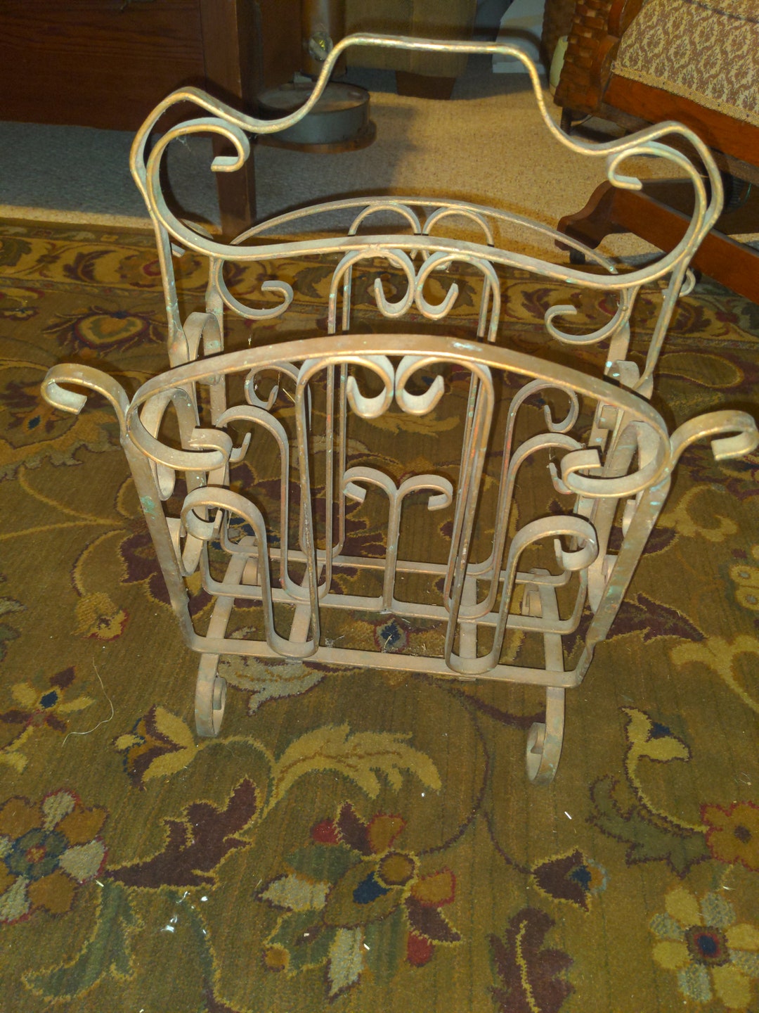 RARE Vintage Iron Scroll Magazine Rack Beautiful - Etsy