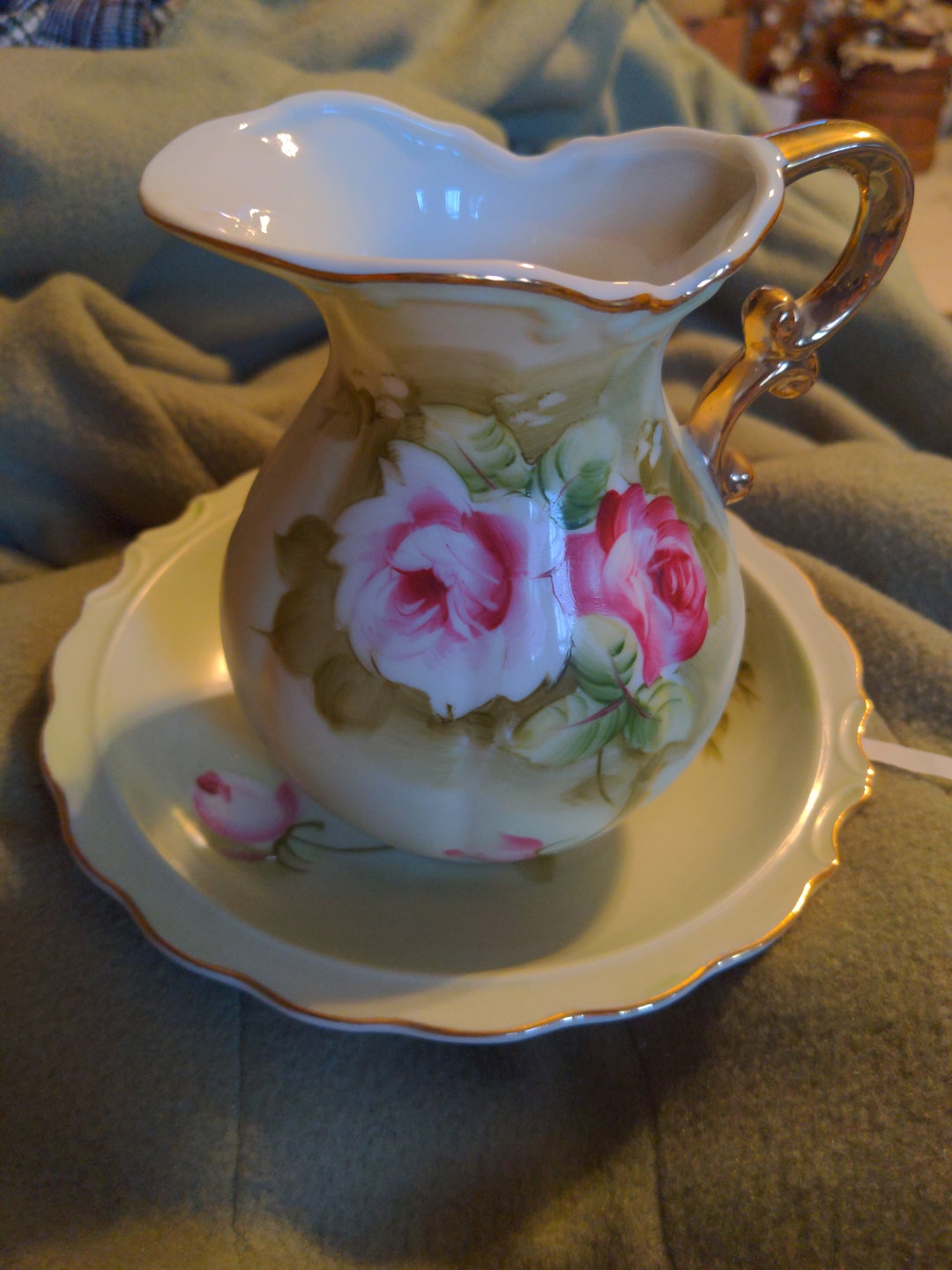 Vintage Heritage Rose Small Pitcher and Saucer 4578 - Etsy