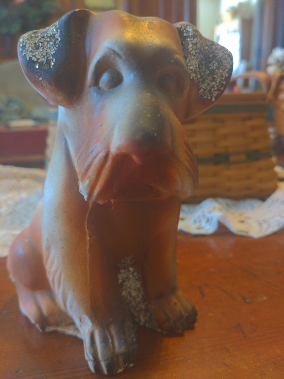 Vintage Carnival Chalkware Brown Dog | Etsy