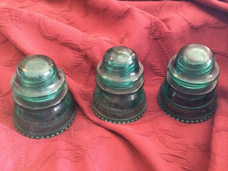 Trio of Hemingray 42 Green Antique Insulators Farm Decor Made - Etsy