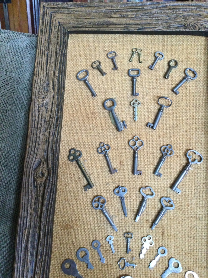 Antique/vintage Key Display With Rustic Wood Frame Rare | Etsy