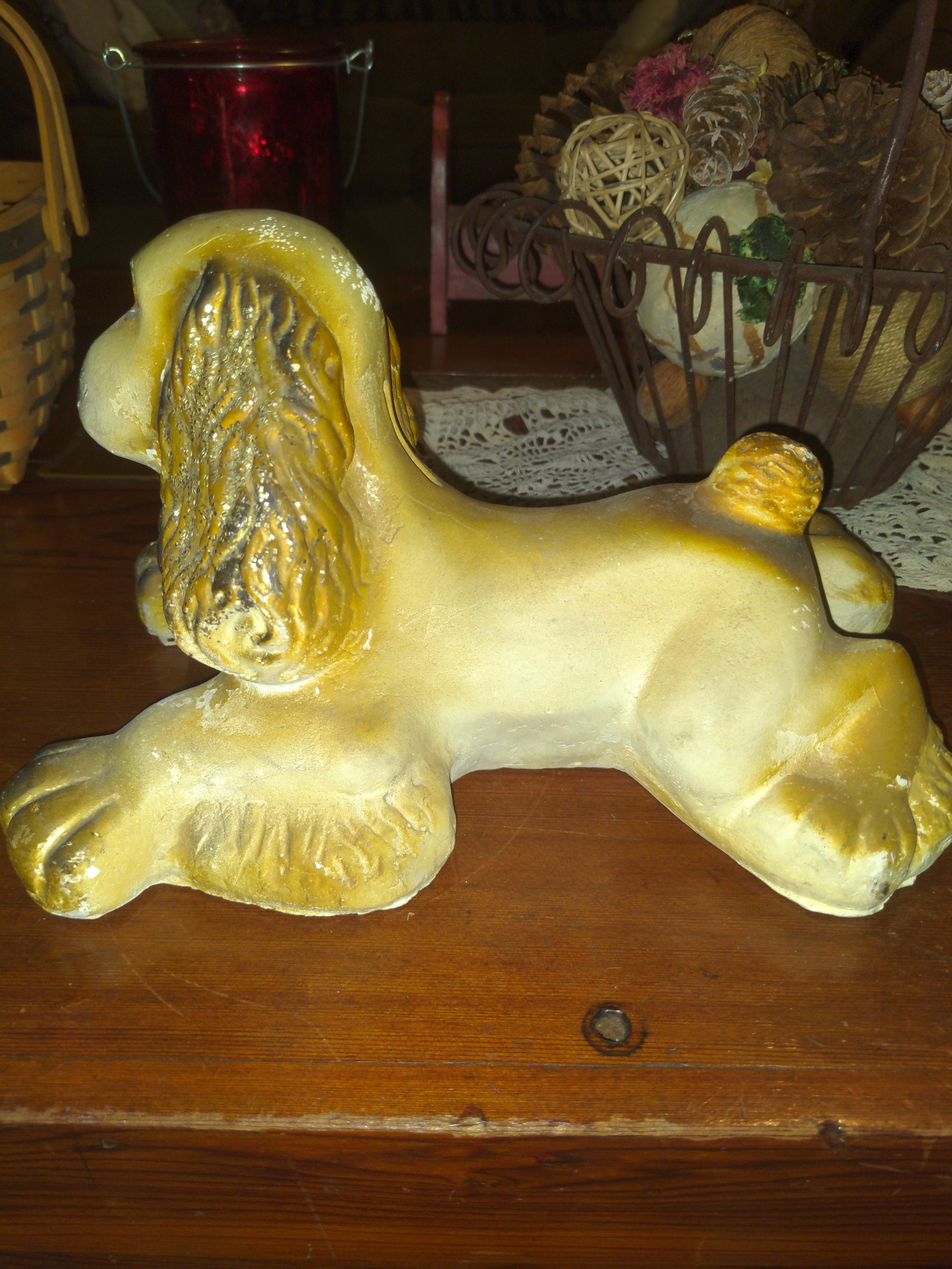 Vintage Chalkware Cocker Spaniel Dog Glitter Ears Bank Rare - Etsy