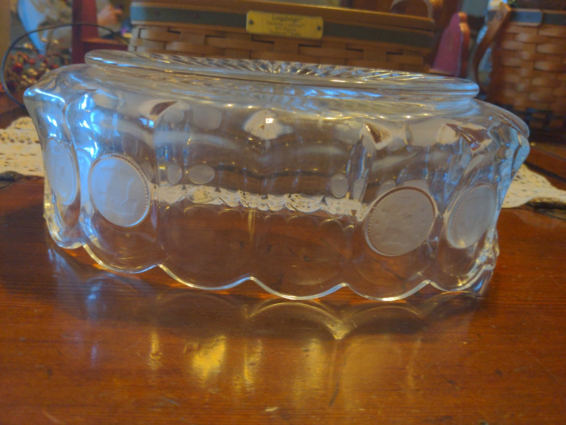 Vintage Fostoria Coin Glass Oval Bowl Beautiful - Etsy