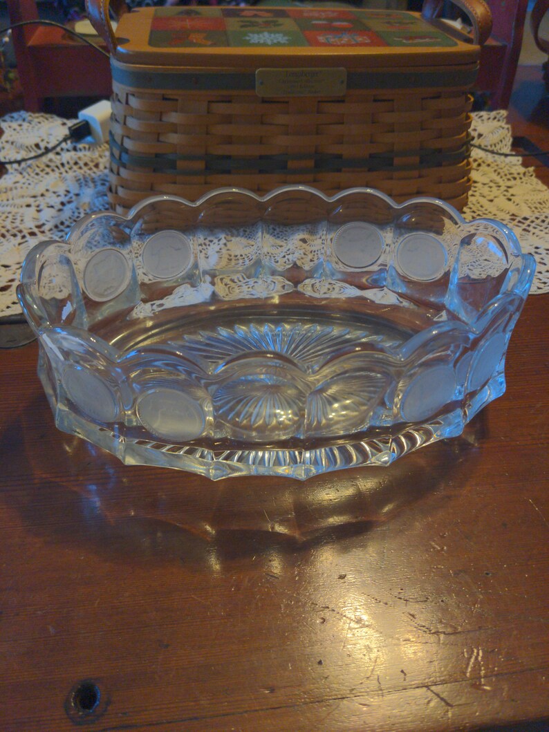 Vintage Fostoria Coin Glass Oval Bowl Beautiful - Etsy