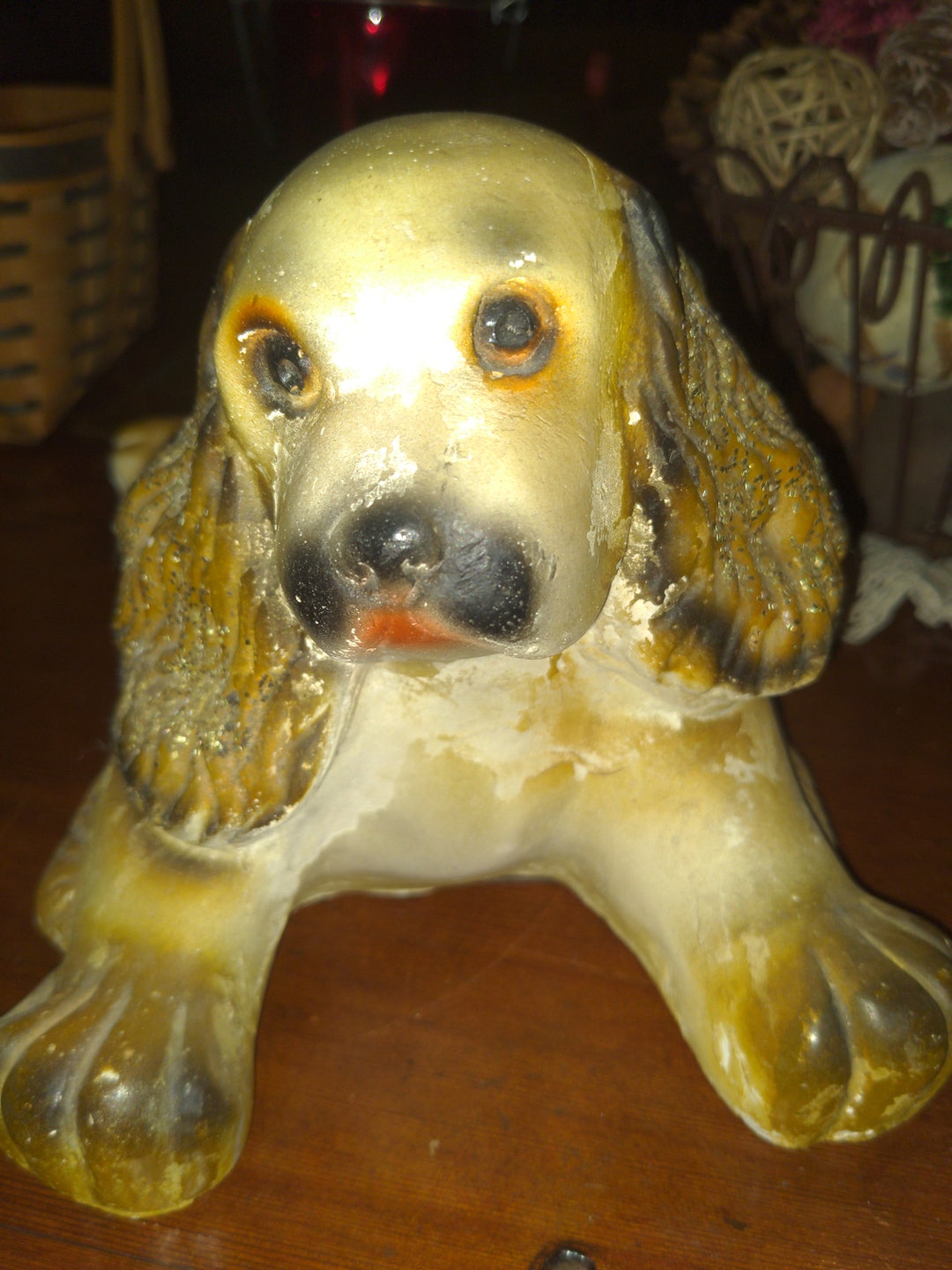 Vintage Chalkware Cocker Spaniel Dog Glitter Ears Bank Rare - Etsy