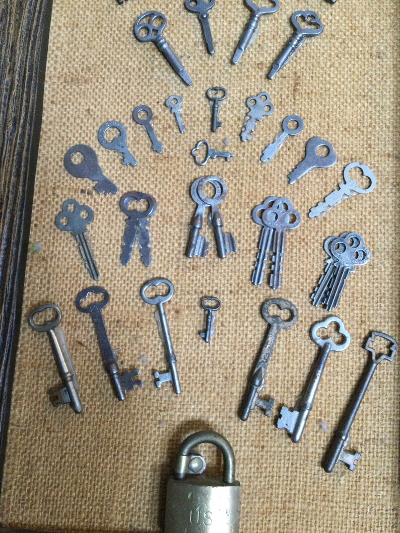 Antique/vintage Key Display With Rustic Wood Frame Rare - Etsy