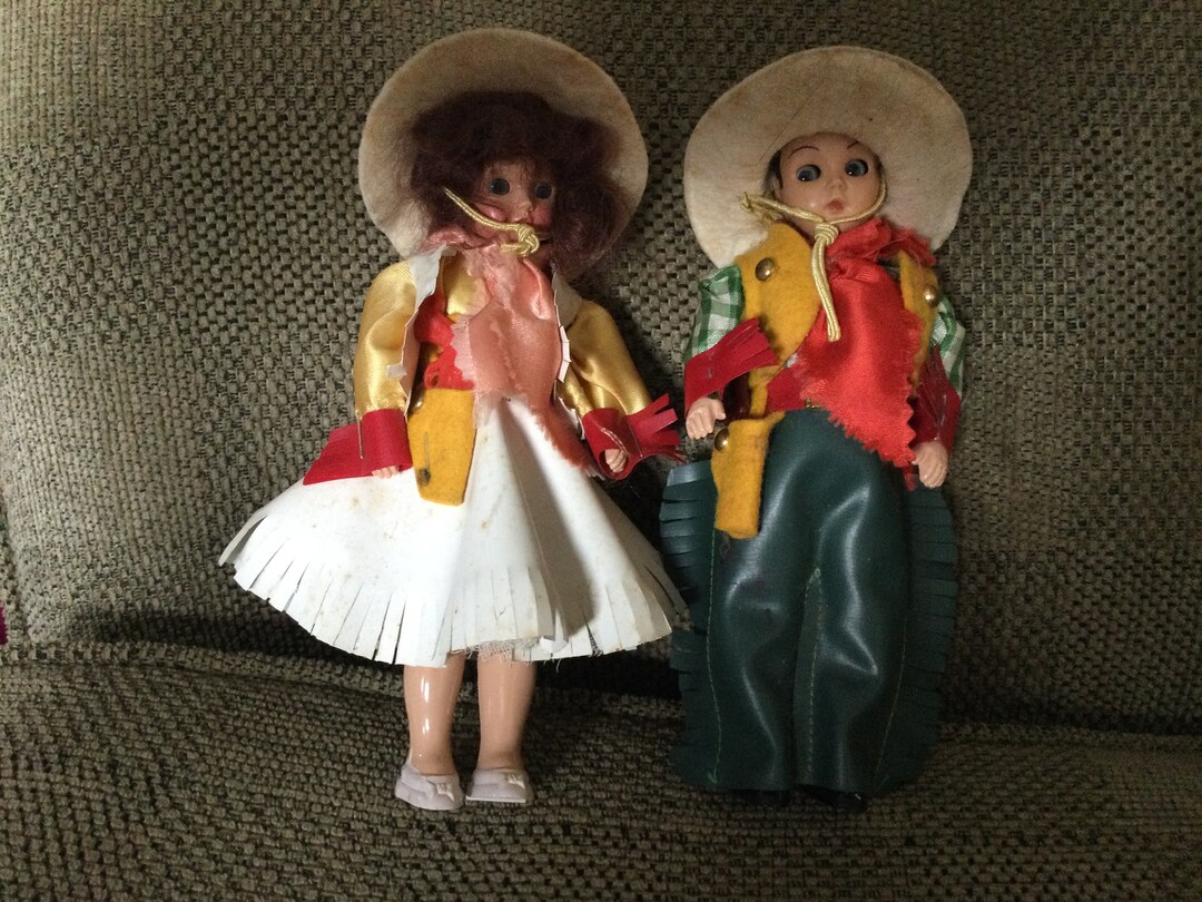 Ready for the Rodeo! Vintage Pair of Western Cowboy/cowgirl Sleepy Eye ...