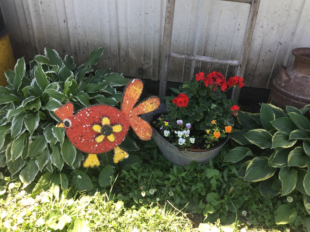 Splatter Painted Wood Chicken Yard Art Farmhouse Decor Inside or Out ...