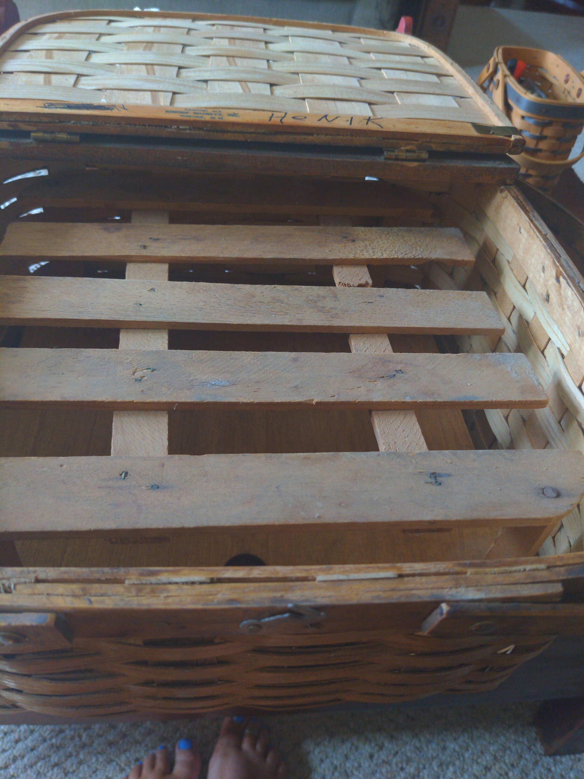 Vintage Rindge Basket Square Woven Picnic Basket Farmhouse Decor ...
