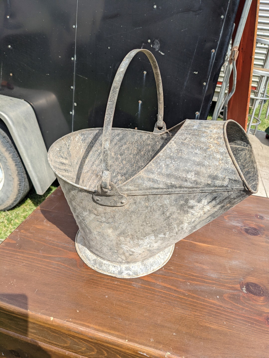REDUCED! Antique Galvanized Coal Bucket Farm Decor/farm Primitive - Etsy