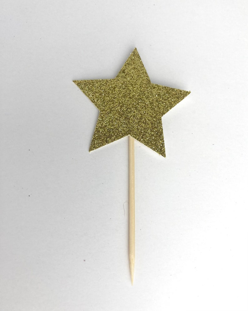 Gold Star Cupcake Toppers Star Birthday Simple Cupcake | Etsy