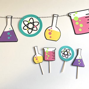 Science Banner, Cupcake Toppers, Chemistry Party, Elements Beakers, Mad ...