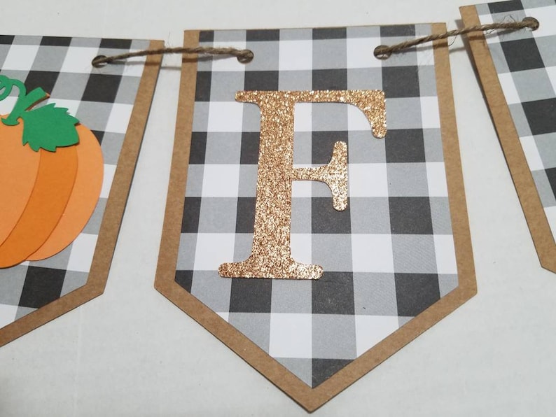 Fall Banner, Pumpkin Banner, Plaid Fall Banner, Plaid Fall Decor ...