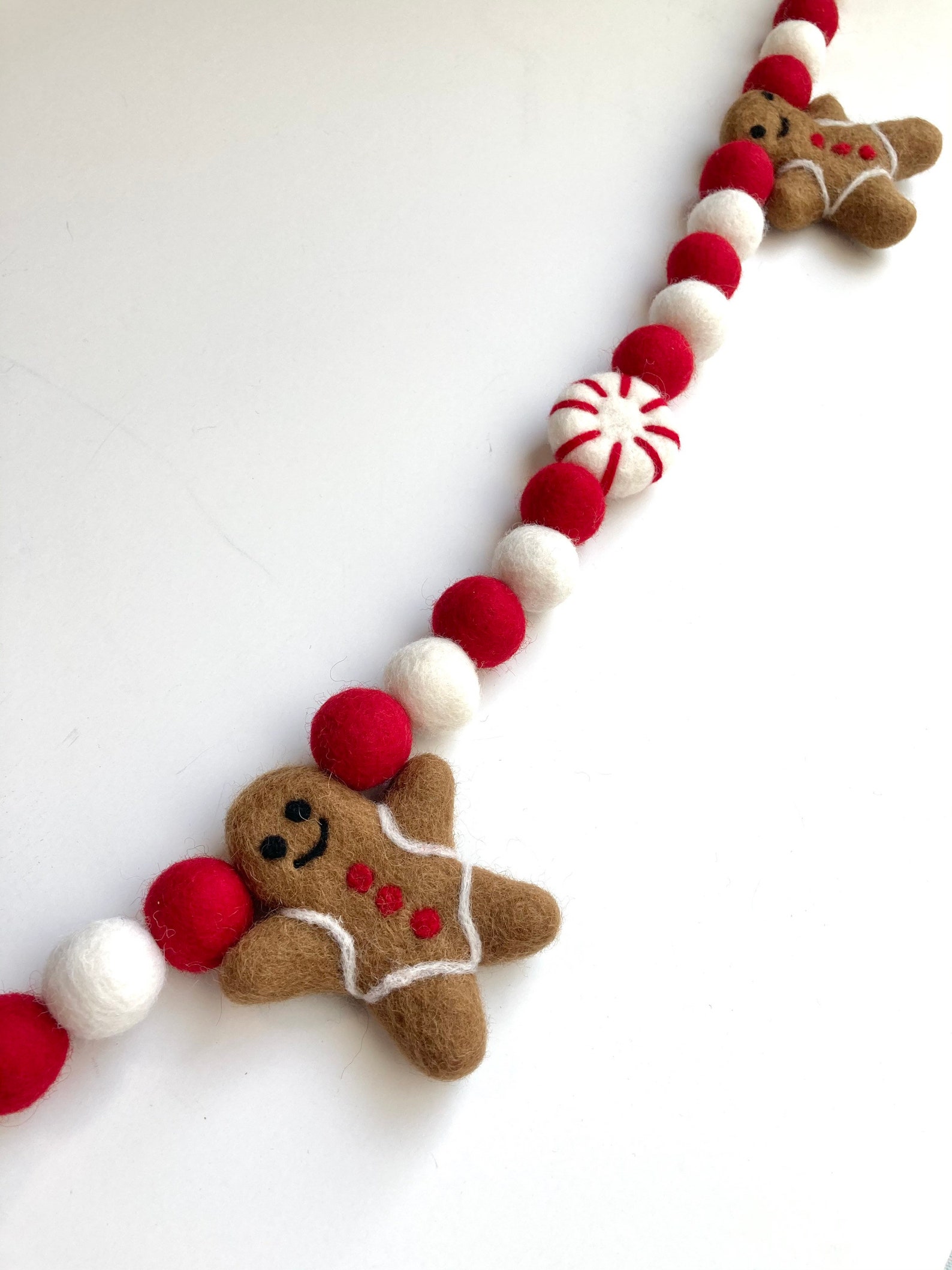 Felt Gingerbread Man Peppermint Ball Garland, Candyland Garland ...