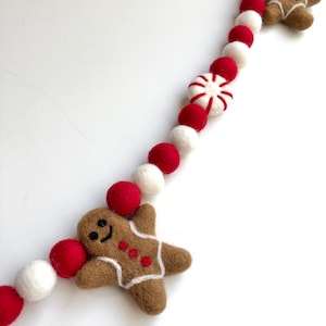 Felt Gingerbread Man Peppermint Ball Garland, Candyland Garland ...