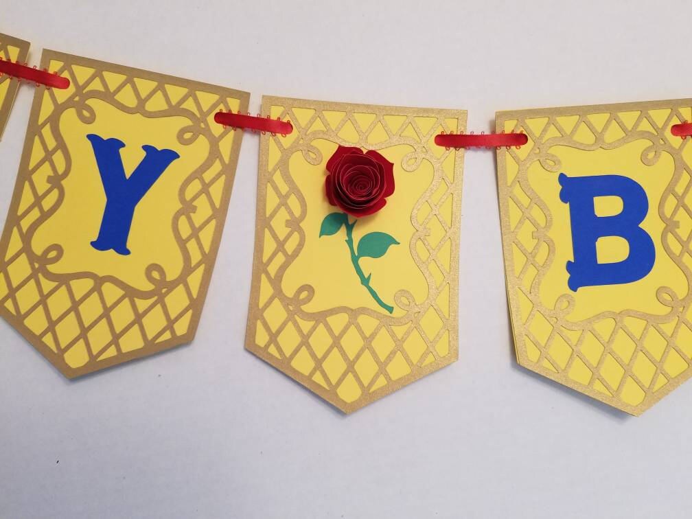 Enchanted Rose Banner Beauty Banner Beauty Party Enchanted | Etsy