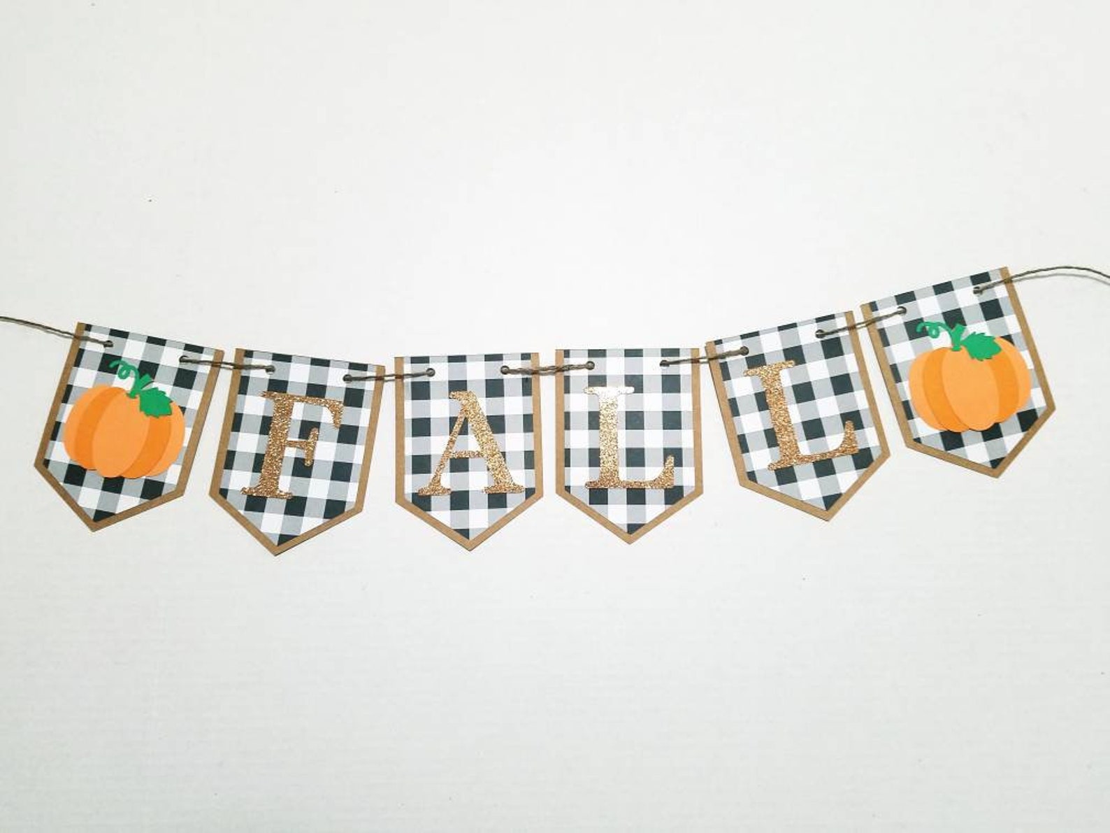 Fall Banner, Pumpkin Banner, Plaid Fall Banner, Plaid Fall Decor ...